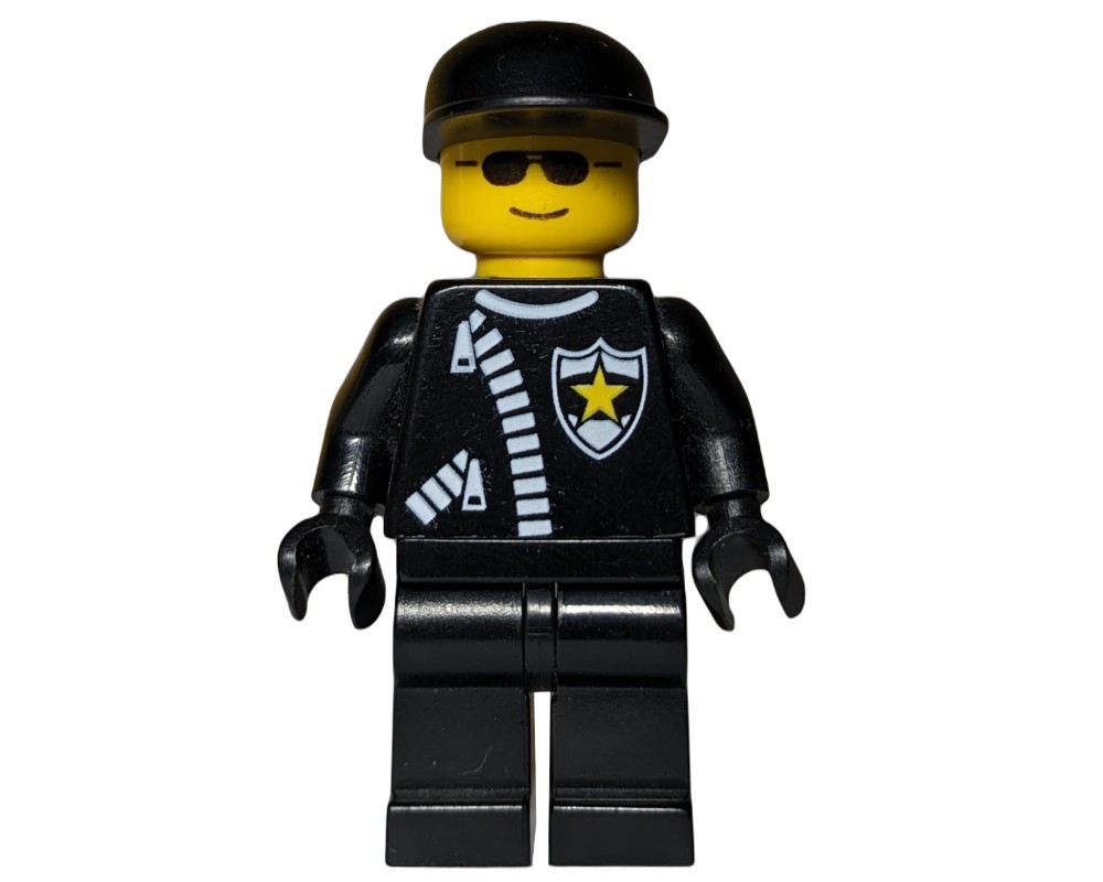 LEGO Set fig-000697 Policeman, Black Jacket with Zipper and Badge ...