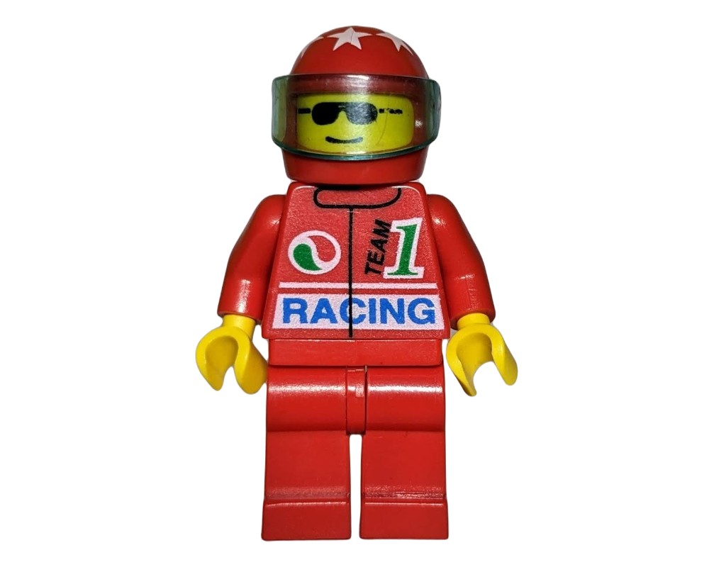LEGO Set fig-000705 Racer, Red Jacket with Octan Logo and 'RACING', Red ...