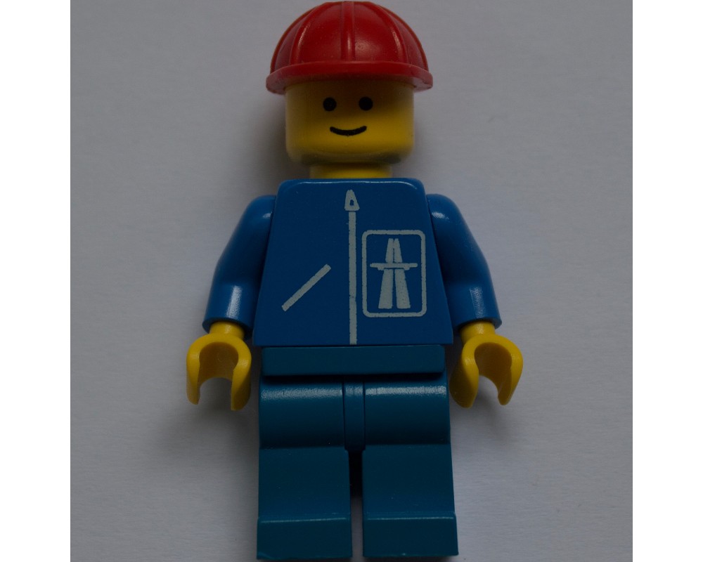LEGO Set fig-000714 Construction Worker, Blue Jacket with Highway Logo ...