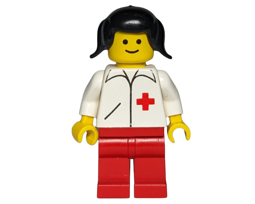 LEGO Set fig-000717 Doctor, Woman, White Jacket with Red Cross, Black ...