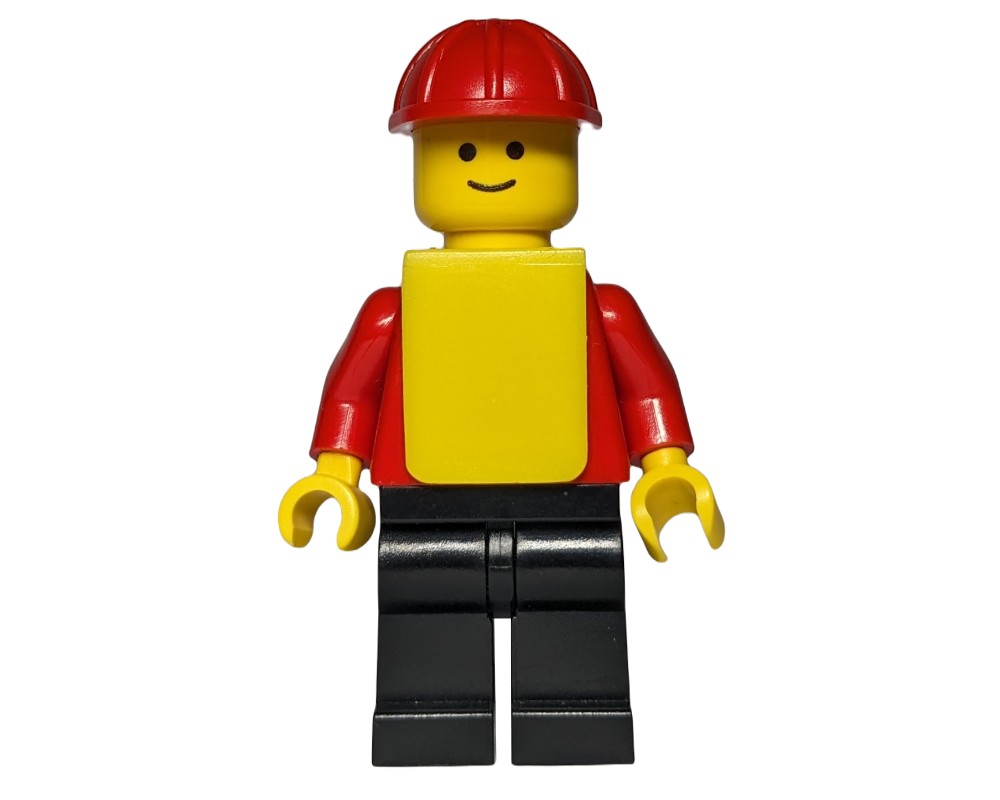 LEGO Set fig-000722 Man, Plain Red Torso, Black Legs, Red Hard Hat ...