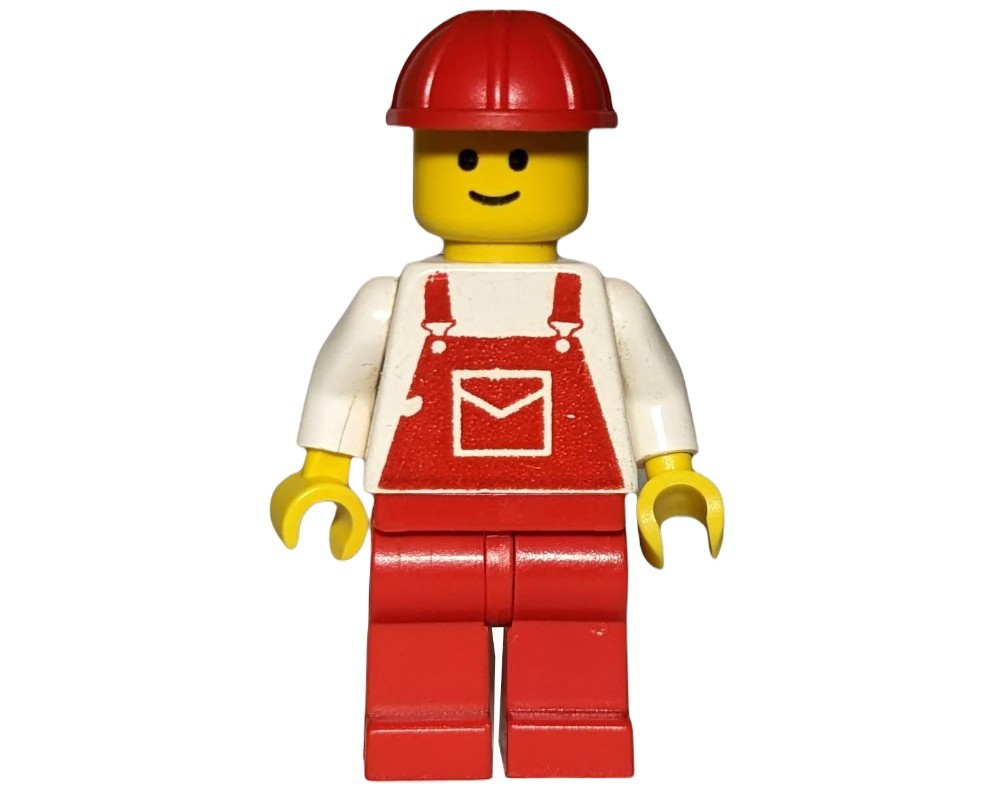LEGO Set fig-000724 Man, Red Overalls, Red Hard Hat (3626b Head ...