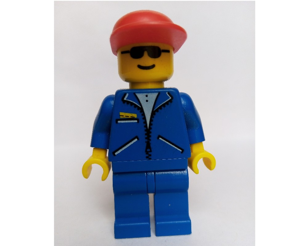 LEGO Set fig-000725 Man, Blue Jacket with Zipper, Blue Legs, Red Cap ...