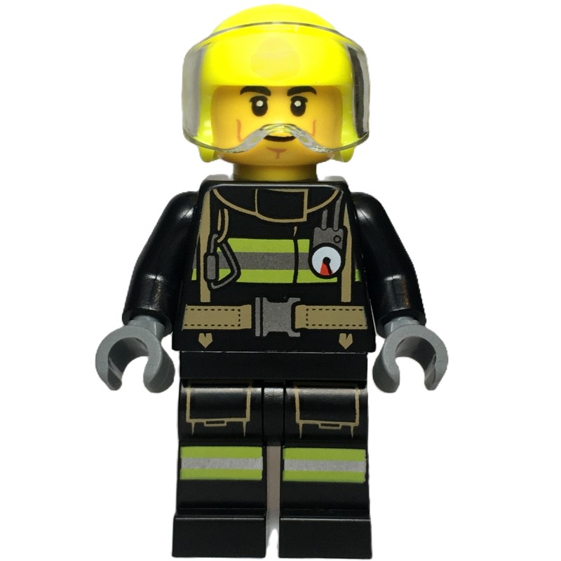 LEGO Set fig-000732 Firefighter, Black Fire Suit, Vibrant Yellow Helmet ...
