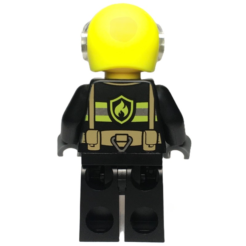 LEGO Set fig-000732 Firefighter, Black Fire Suit, Vibrant Yellow Helmet ...