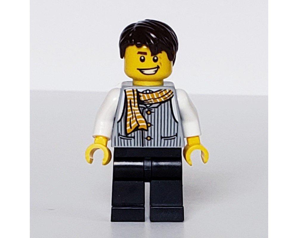 LEGO Set fig-000769 Striped Vest with Yellow Striped Scarf and Black ...
