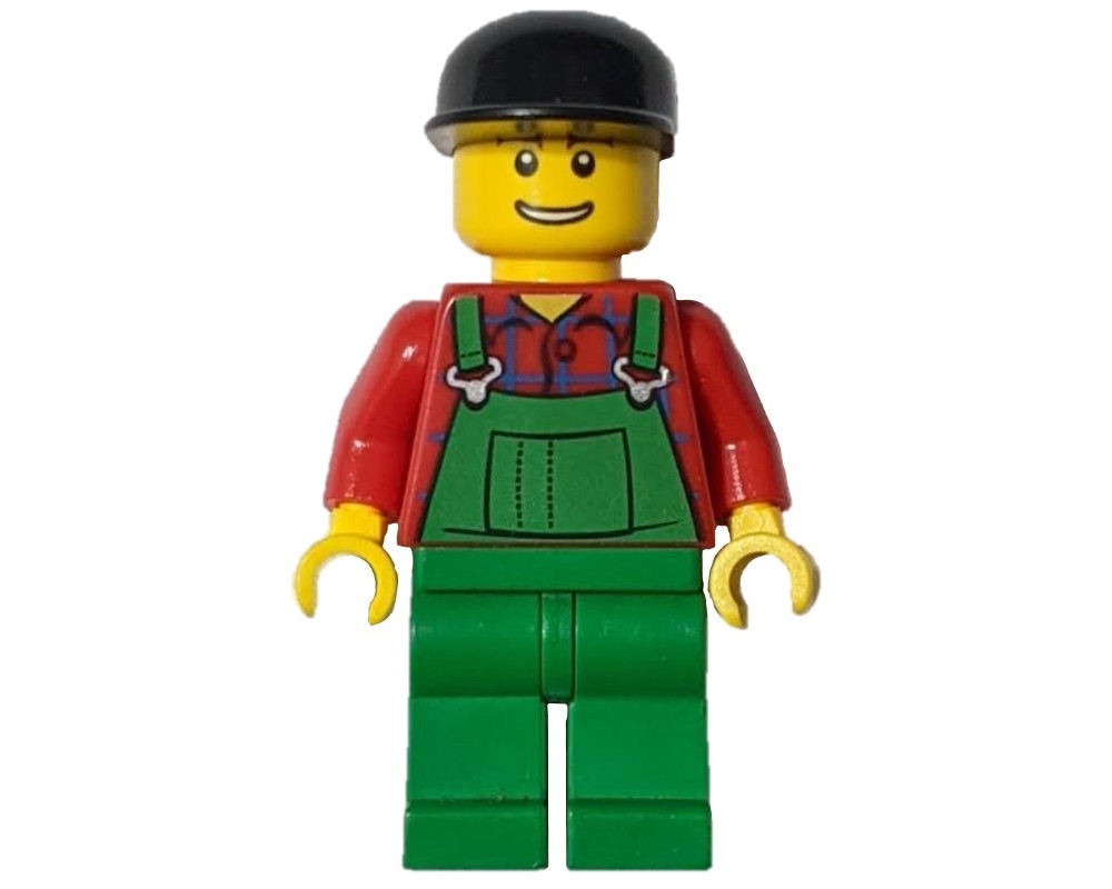 LEGO Set fig-000801 Man, Green Overalls over Red Shirt, Black Cap ...