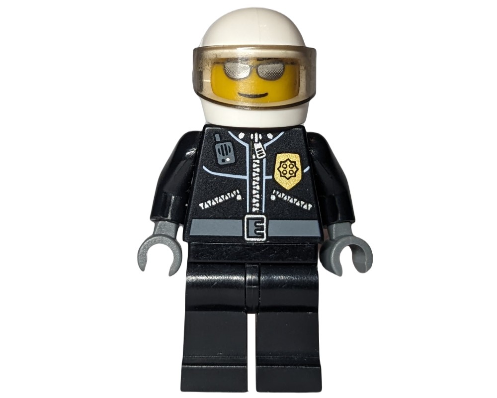 LEGO Set fig-000817 Policeman, Black Jacket with Radio and Badge, White ...