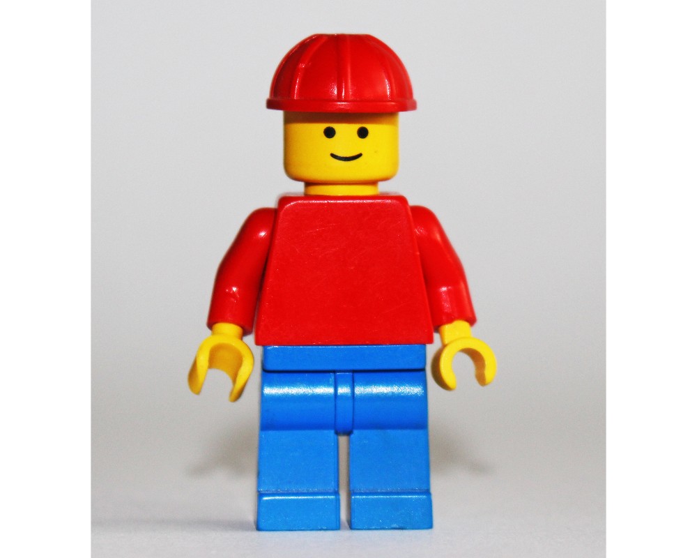 LEGO Set fig-000834 Man, Red Torso, Blue Legs, Red Hard Hat ...