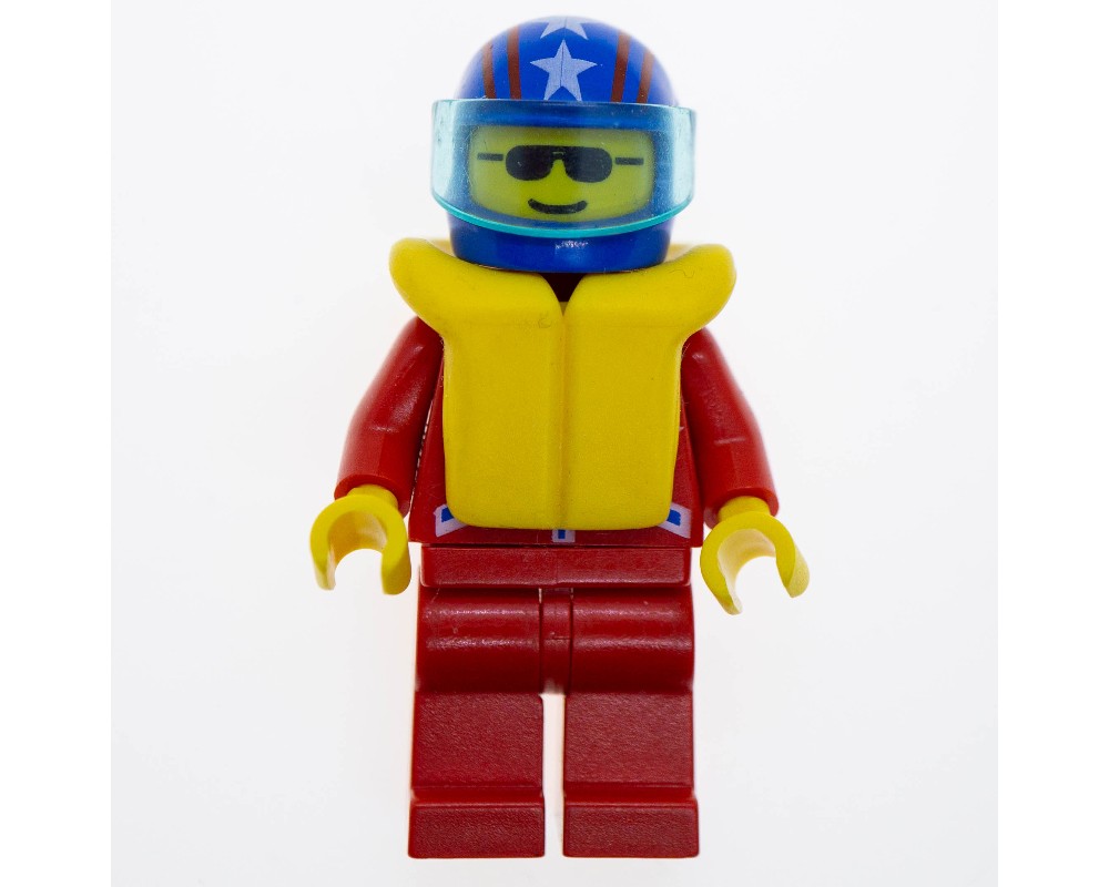LEGO Set fig-000847 Racer, Red Jacket with 2 Stars, Blue Helmet with ...