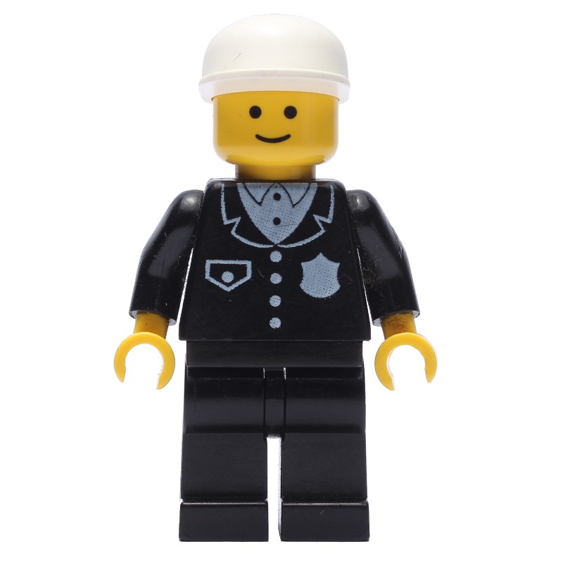 LEGO Set fig-000991 Policeman, Black Suit with Pocket and Badge, White ...