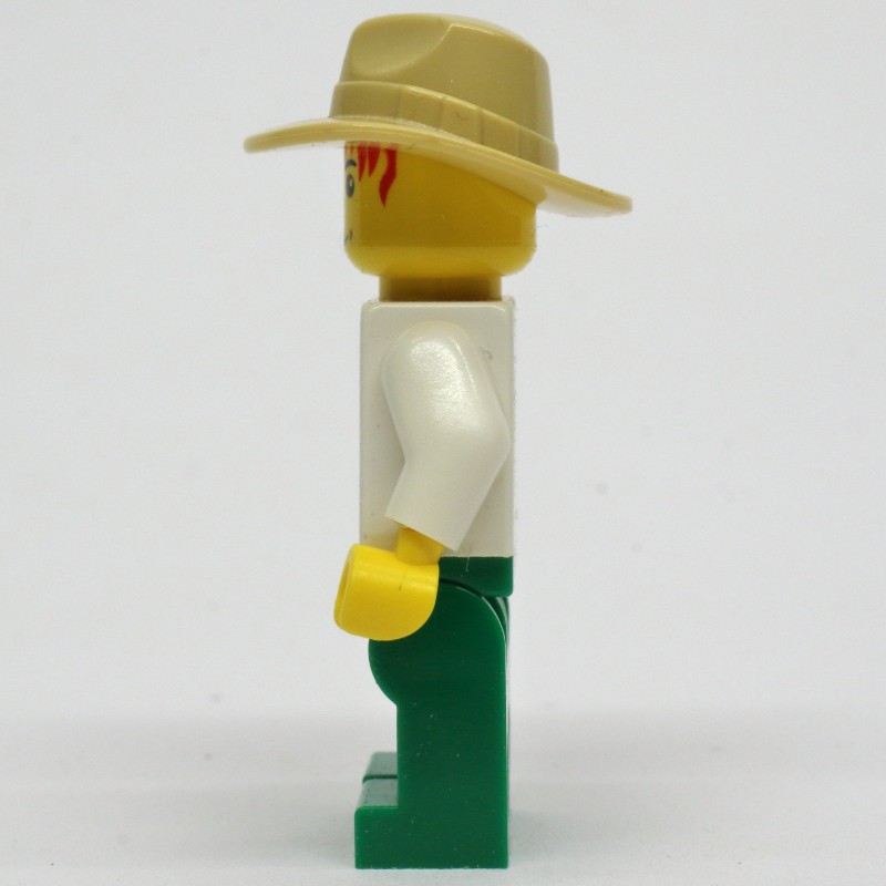 LEGO Set fig-001018 Man, Green Overalls, Tan Wide Brim Hat ...