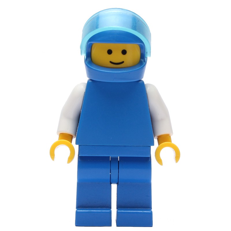 LEGO Set fig-001035 Man, Plain Blue with White Arms, Blue Helmet with ...