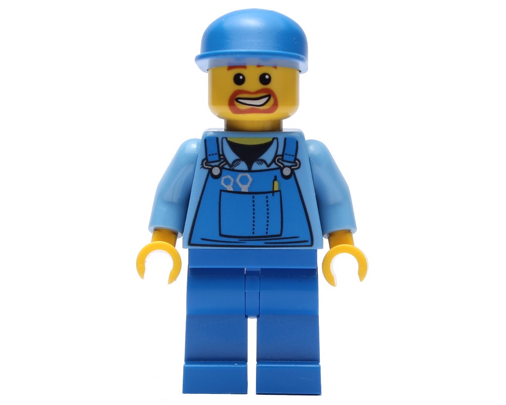 LEGO Set fig-001067 Construction Worker, Blue Overalls over Medium Blue ...