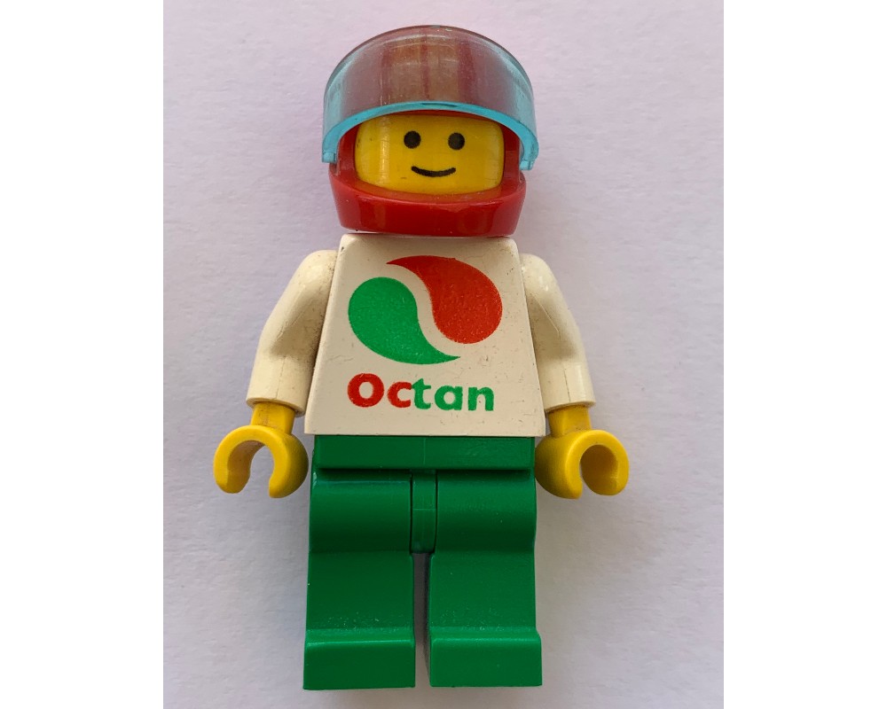 LEGO Set fig-001131 Pilot, White Shirt with Large Octan Logo, Green ...