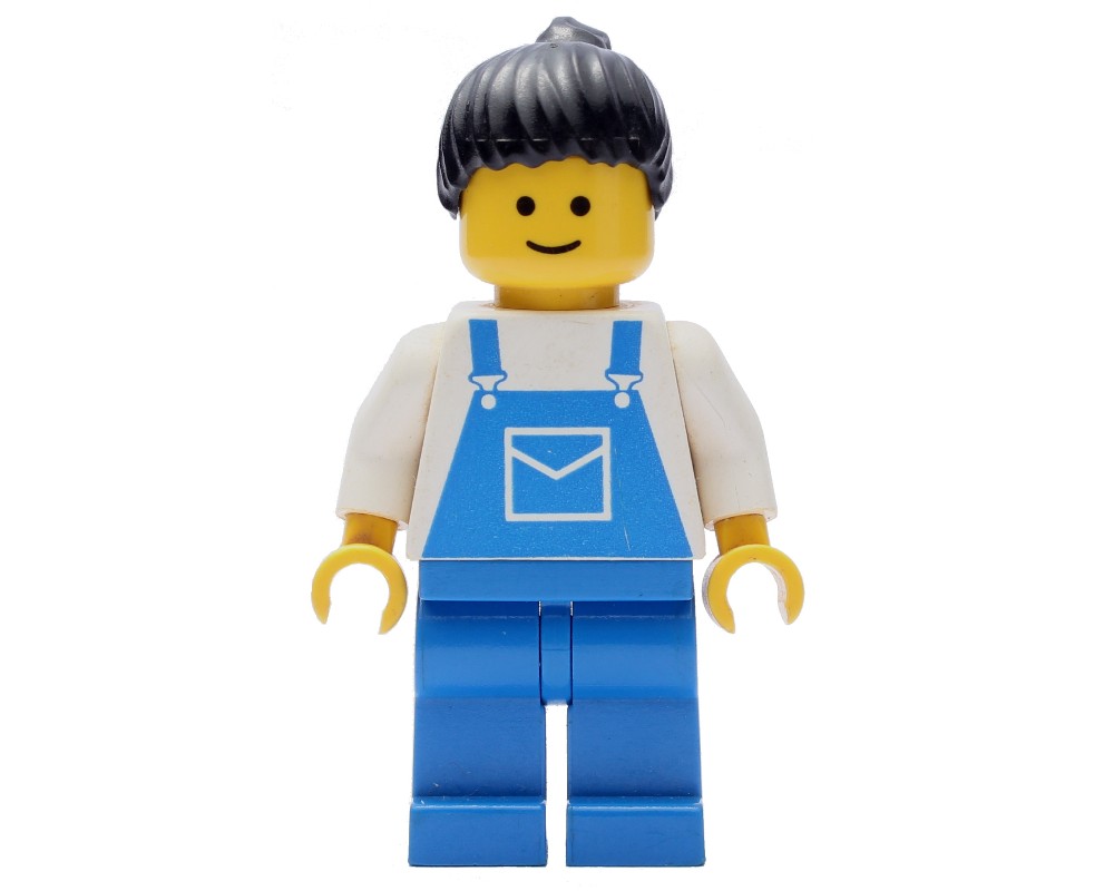 LEGO Set fig-001161 White Torso, Blue Overall, Black Hair | Rebrickable ...