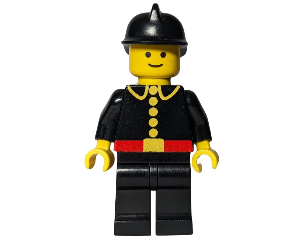 LEGO Set fig-001196 Fireman, Classic, Black Fire Jacket with Red Belt ...