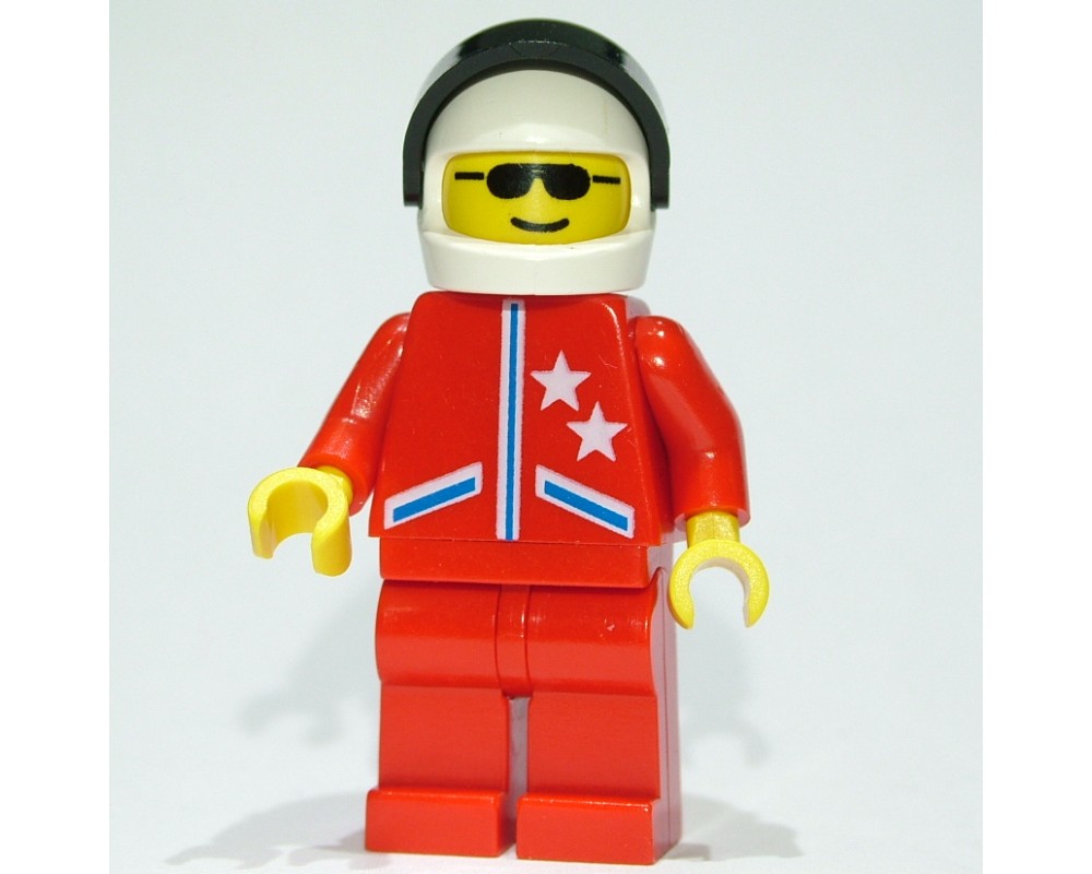 LEGO Set fig-001206 Racer, Red Jacket with 2 Stars, White Helmet with ...