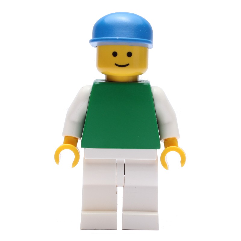 LEGO Set fig-001210 Green Torso, White Legs, BLue Cap | Rebrickable ...