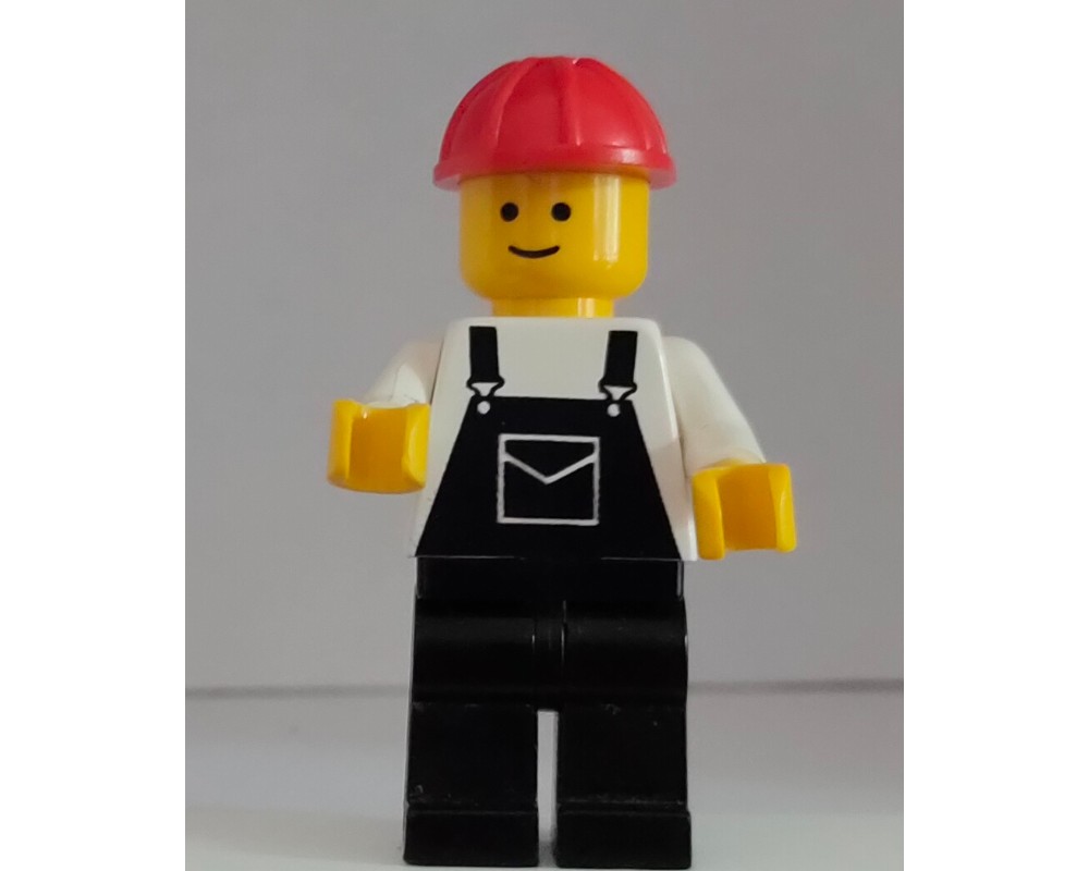 LEGO Set fig-001250 Man, Black Overalls, Red Hard Hat (3626b Head ...