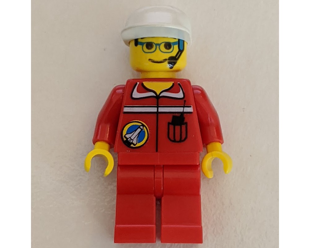 LEGO Set fig-001289 Space Port Ground Crew, Red Jumpsuit, White Cap ...