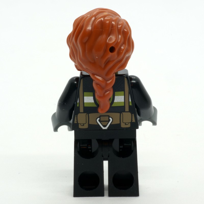 LEGO Set fig-001294 Firefighter, Black Fire Suit, Dark Orange Long Hair ...