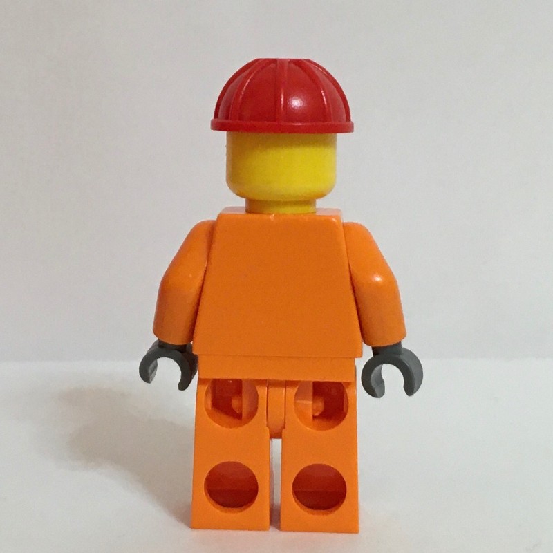 LEGO Set fig-001312 Construction Worker in Orange Jacket with Zipper ...
