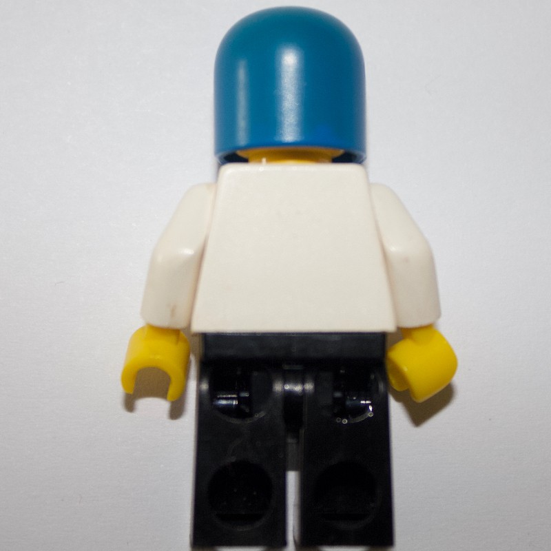 LEGO Set fig-001381 Man, Plain White Torso, Black Legs, Blue Helmet ...