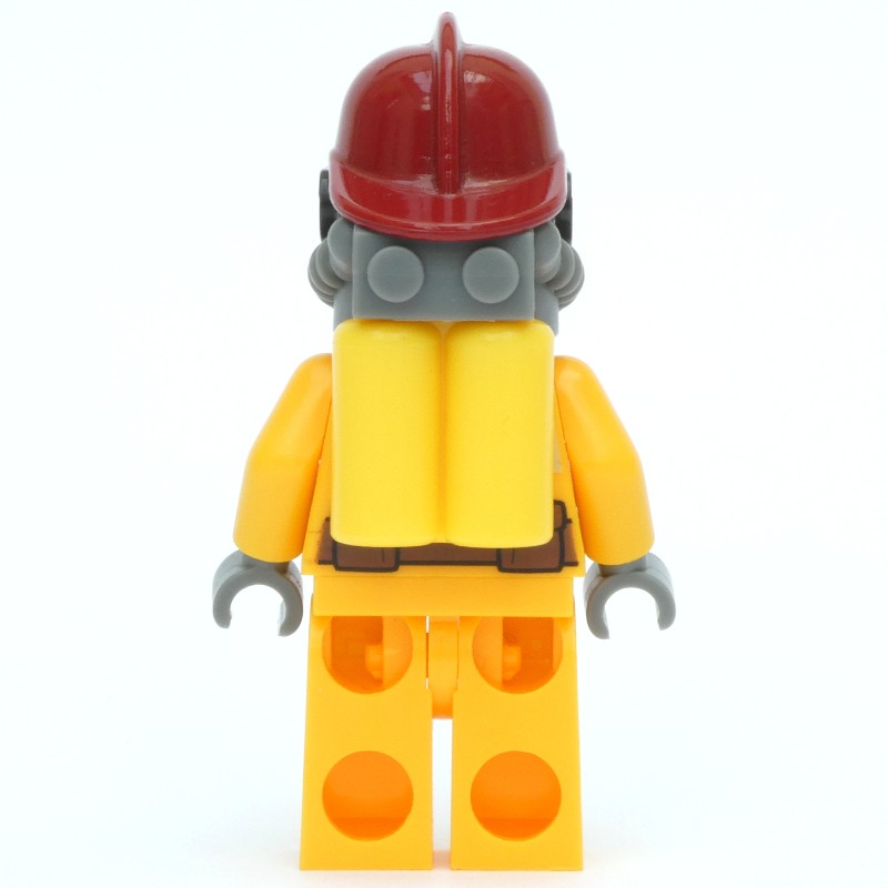LEGO Set fig-001440 Fireman, Bright Light Orange Fire Suit, Dark Red ...
