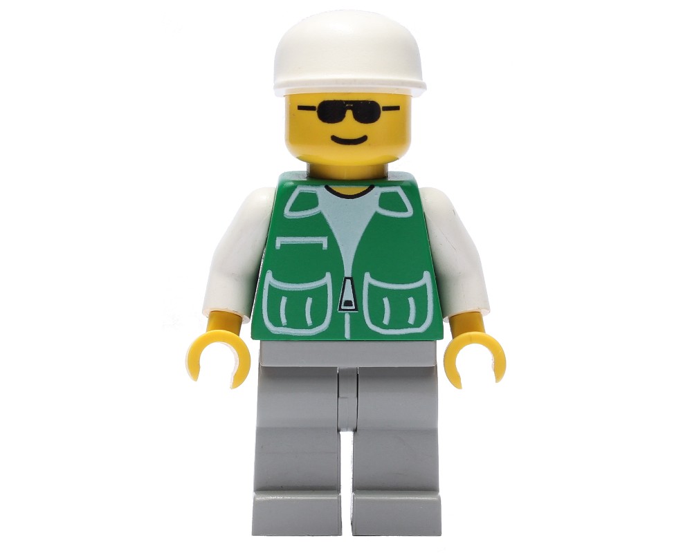 LEGO Set fig-001498 Man, Green Jacket, Light Gray Legs, White Cap ...