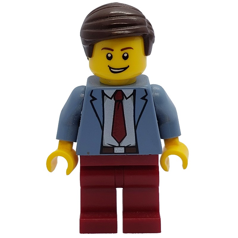 LEGO Set fig-001597 Man, Sand Blue Jacket, Dark Red Tie and Legs ...