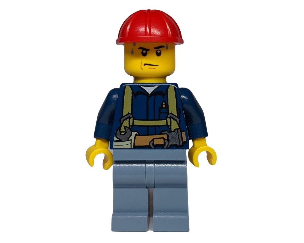 LEGO Set fig-001873 Construction Worker, Dark Blue Shirt with Harness ...