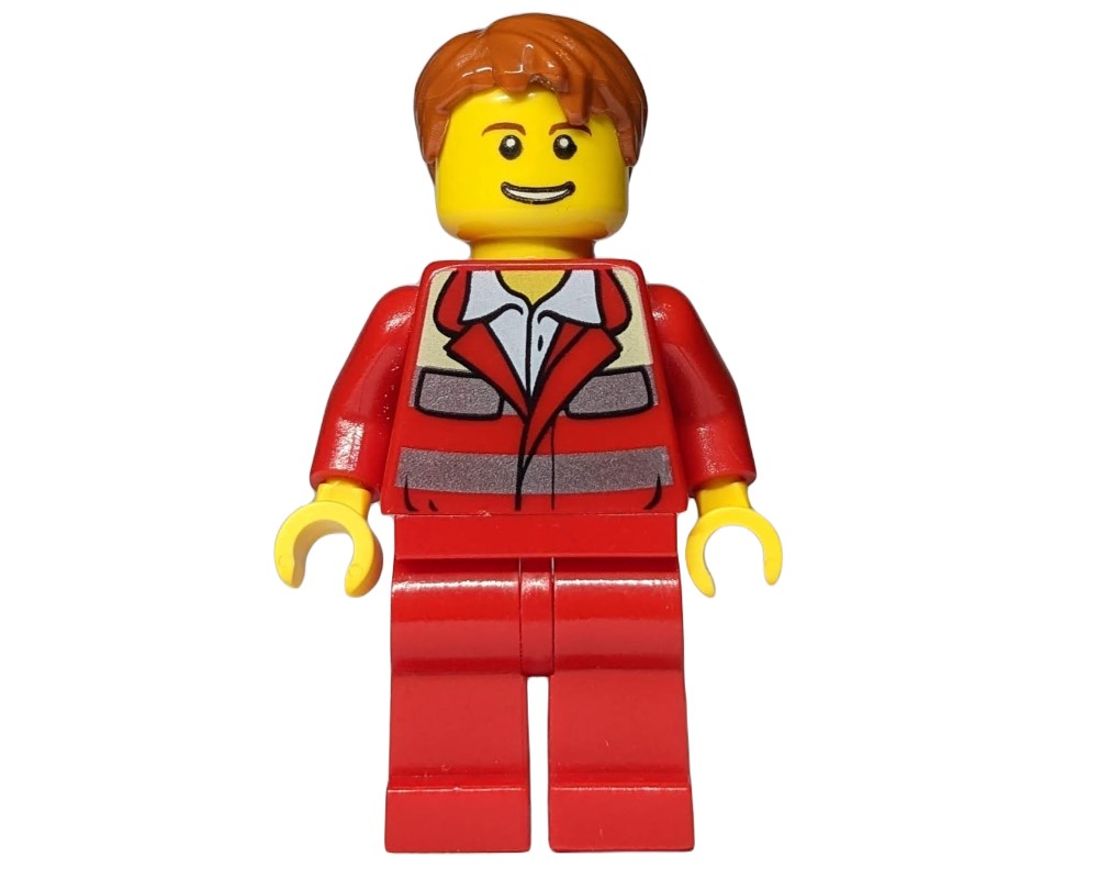 LEGO Set fig-001882 Paramedic, Red Uniform, Dark Orange Hair ...