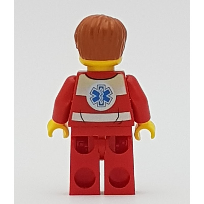 LEGO Set fig-001882 Paramedic, Red Uniform, Dark Orange Hair ...