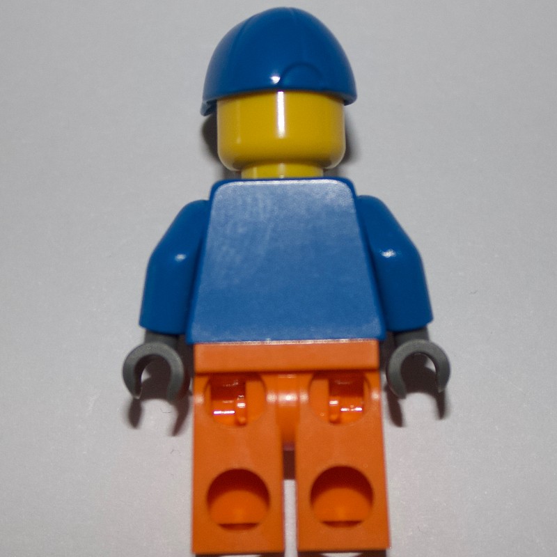 LEGO Set fig-001894 Construction Worker, Orange Overalls over Blue ...