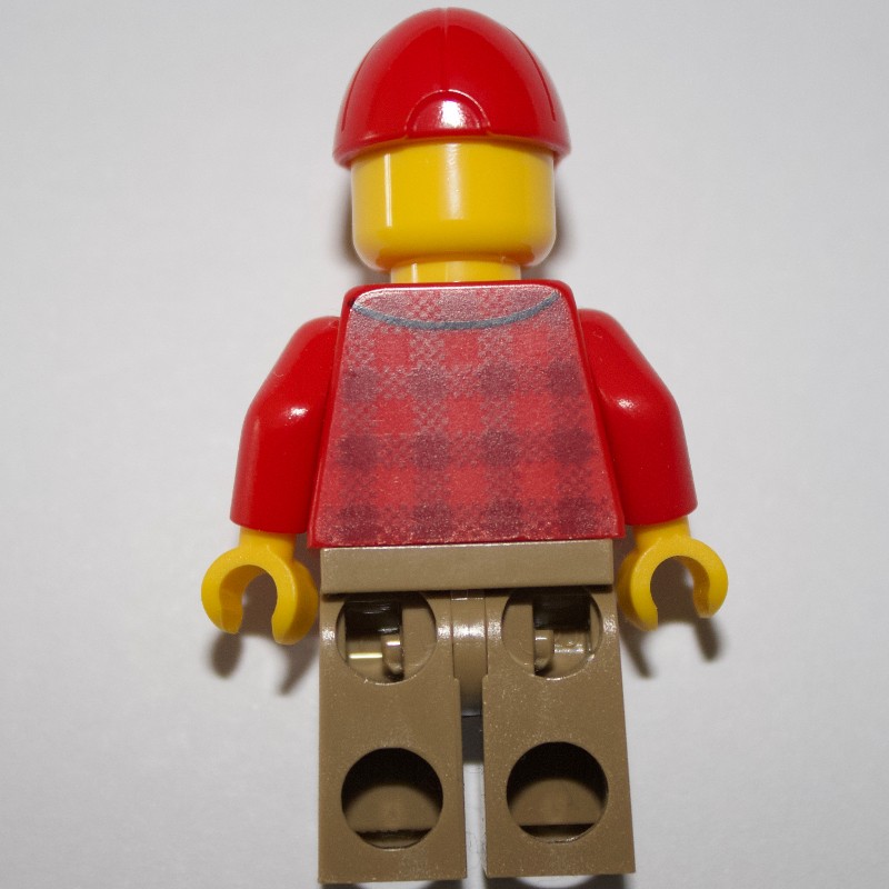 LEGO Set fig-001951 Man, Red Flannel Shirt, Dark Tan Legs, Red Cap ...