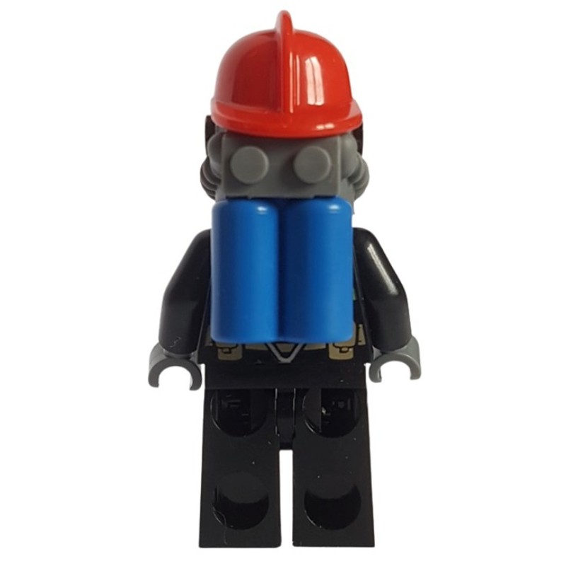 LEGO Set fig-001982 Fireman, Black Fire Suit with Gauge and Straps, Red ...