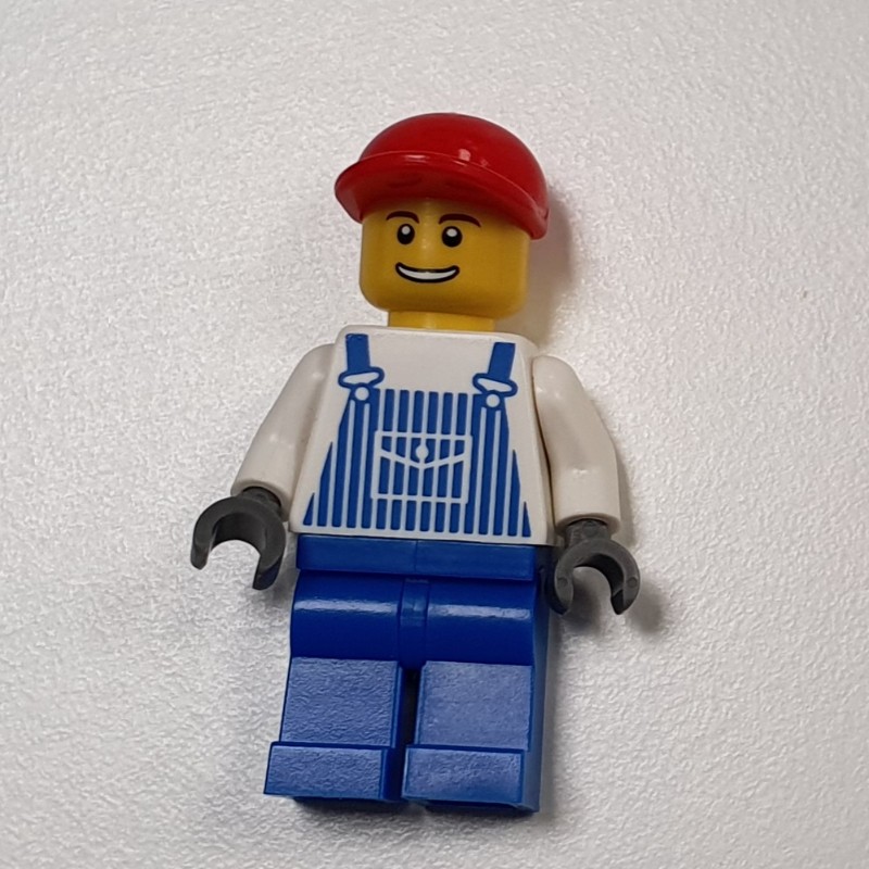 LEGO Set fig-002042 White Torso, Blue Overall, Red Cap (2009 Legoland ...