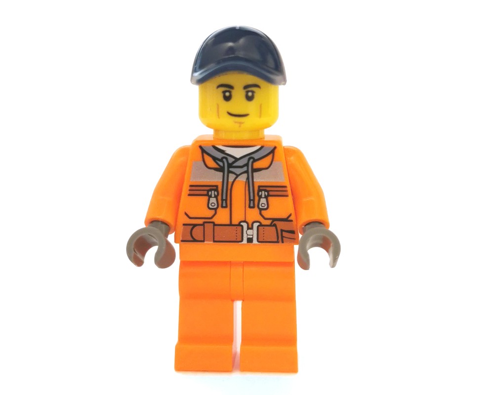 LEGO Set fig-002117 Construction Worker, Safety Jacket over Hoodie with ...