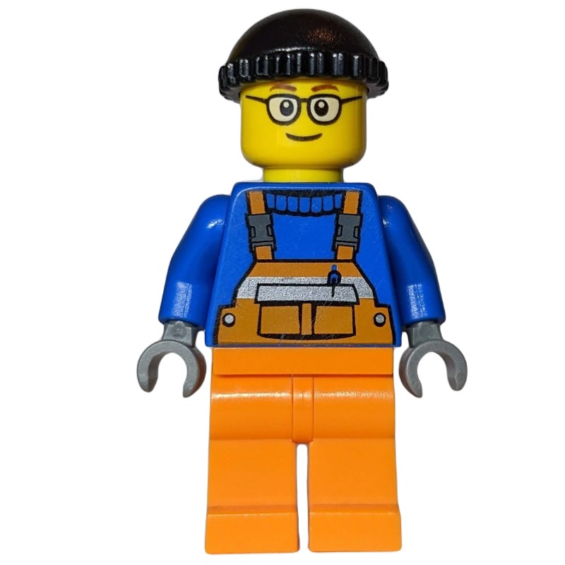 LEGO Set fig-002487 Worker with Black Hat (Crane Operator ...