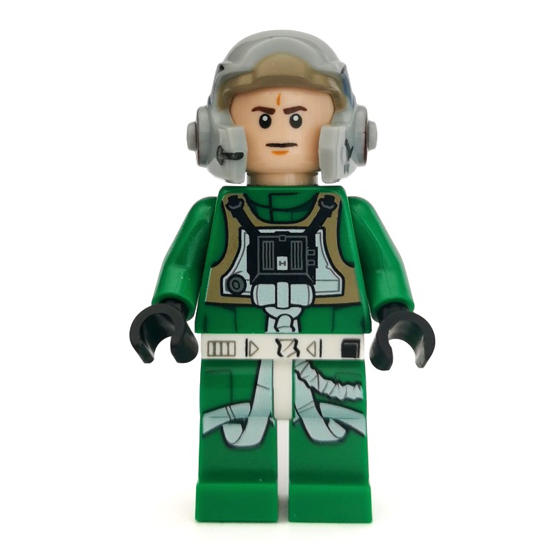 LEGO Set fig-004247 Rebel Pilot A-wing, Green Uniform, White Pupils ...