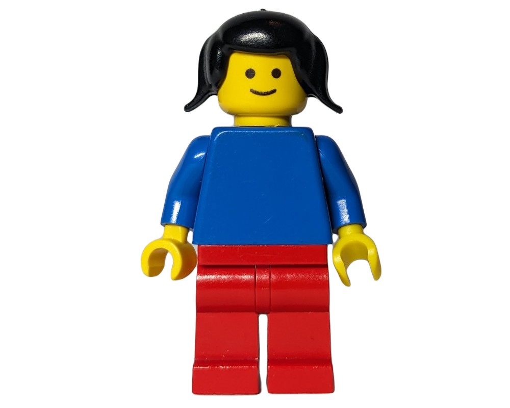 LEGO Set fig-004401 Woman - Blue Torso, Red Legs | Rebrickable - Build ...
