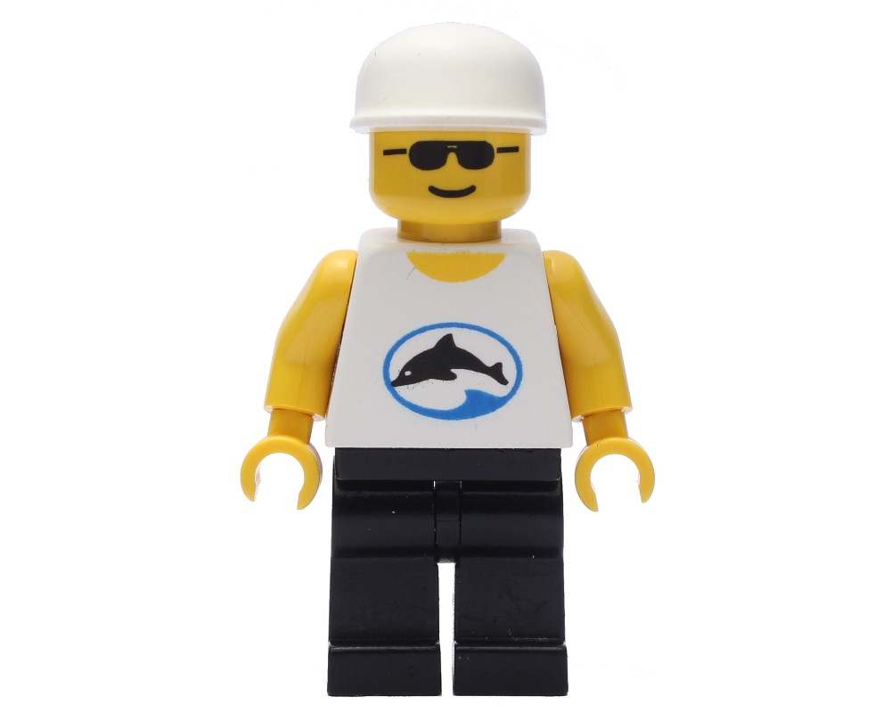 LEGO Set fig-004458 Man - Sunglasses, White Torso with Dolphin, Black ...