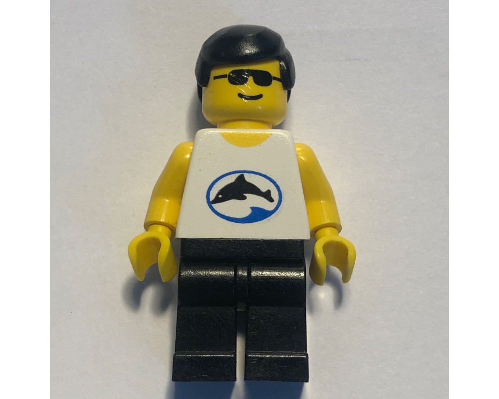 LEGO Set fig-004470 Man - White Torso with Dolphin, Black Legs ...