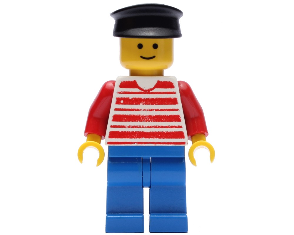 LEGO Set fig-004688 Man - Red/White Striped Shirt, Red Arms, Blue Legs ...