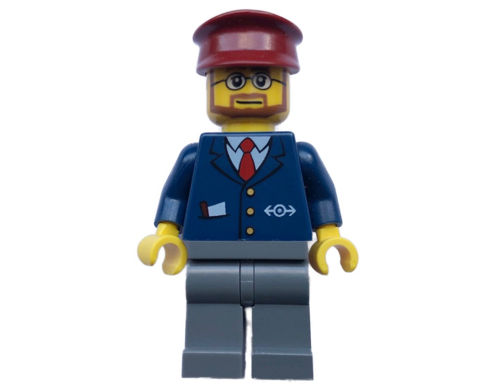 LEGO Set fig-004768 Conductor - Dark Blue Jacket, Dark Bluish Grey Legs ...