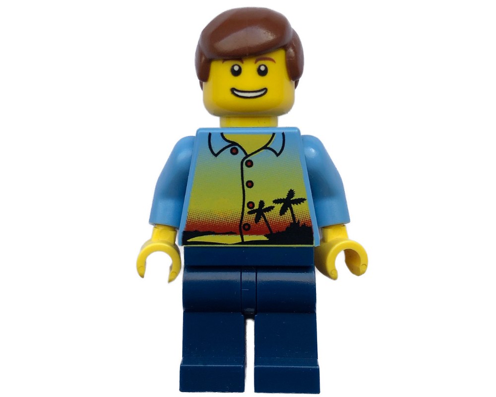 LEGO Set fig-004770 Man - Hawaiian Shirt, Dark Blue Legs | Rebrickable ...