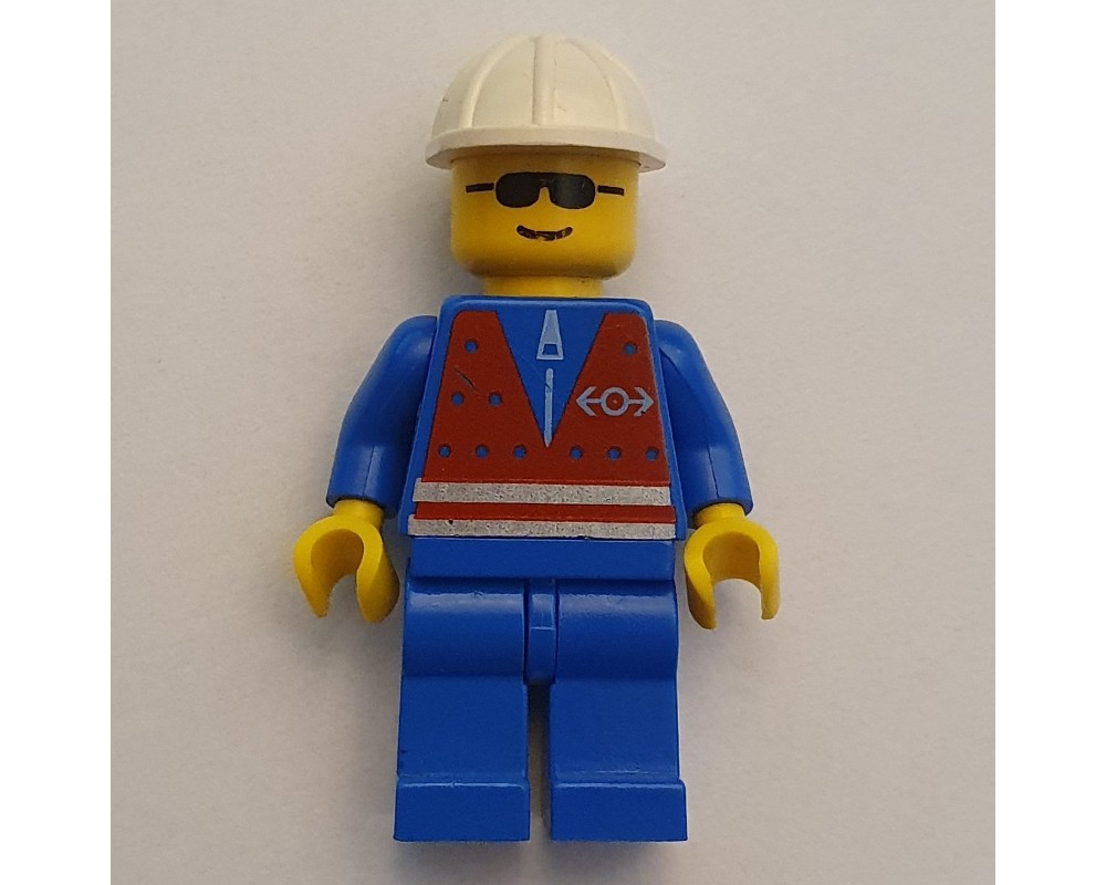 LEGO Set fig-004790 Train Worker - Red Vest, Blue Legs, White Helmet ...