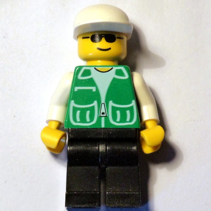 LEGO Set fig-004797 Man, Green Jacket, Black Legs, White Cap ...