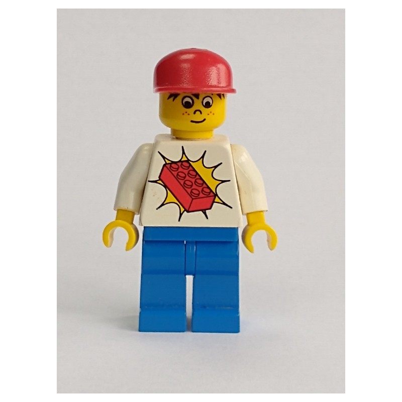 LEGO Set fig-004811 Man - White Torso with Red Brick, Blue Legs, Red ...